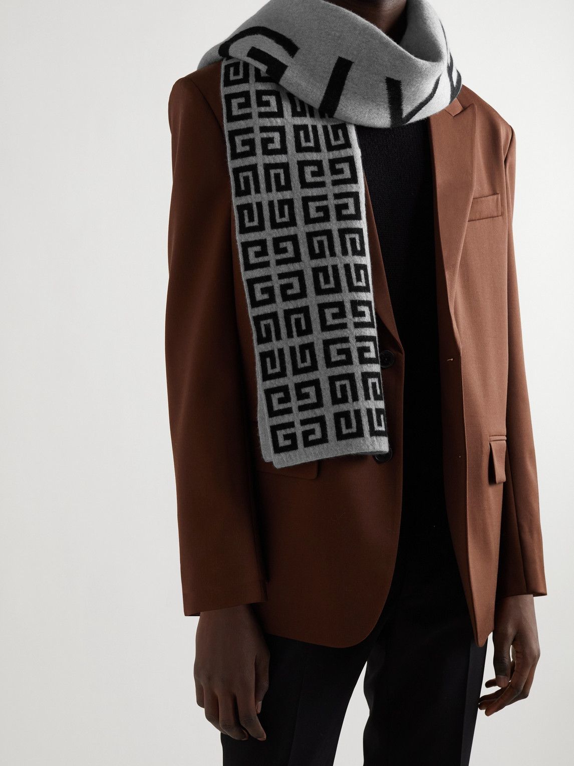 Givenchy - Logo-Jacquard Wool and Cashmere-Blend Scarf Givenchy