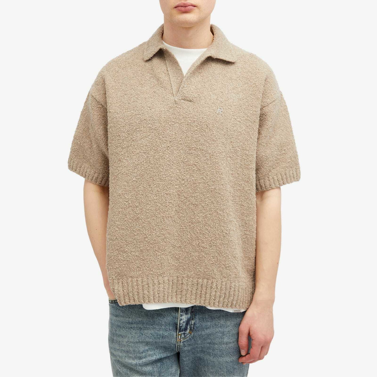 Represent Men's Boucle Textured Knit Polo Shirt in Cahsmere Represent