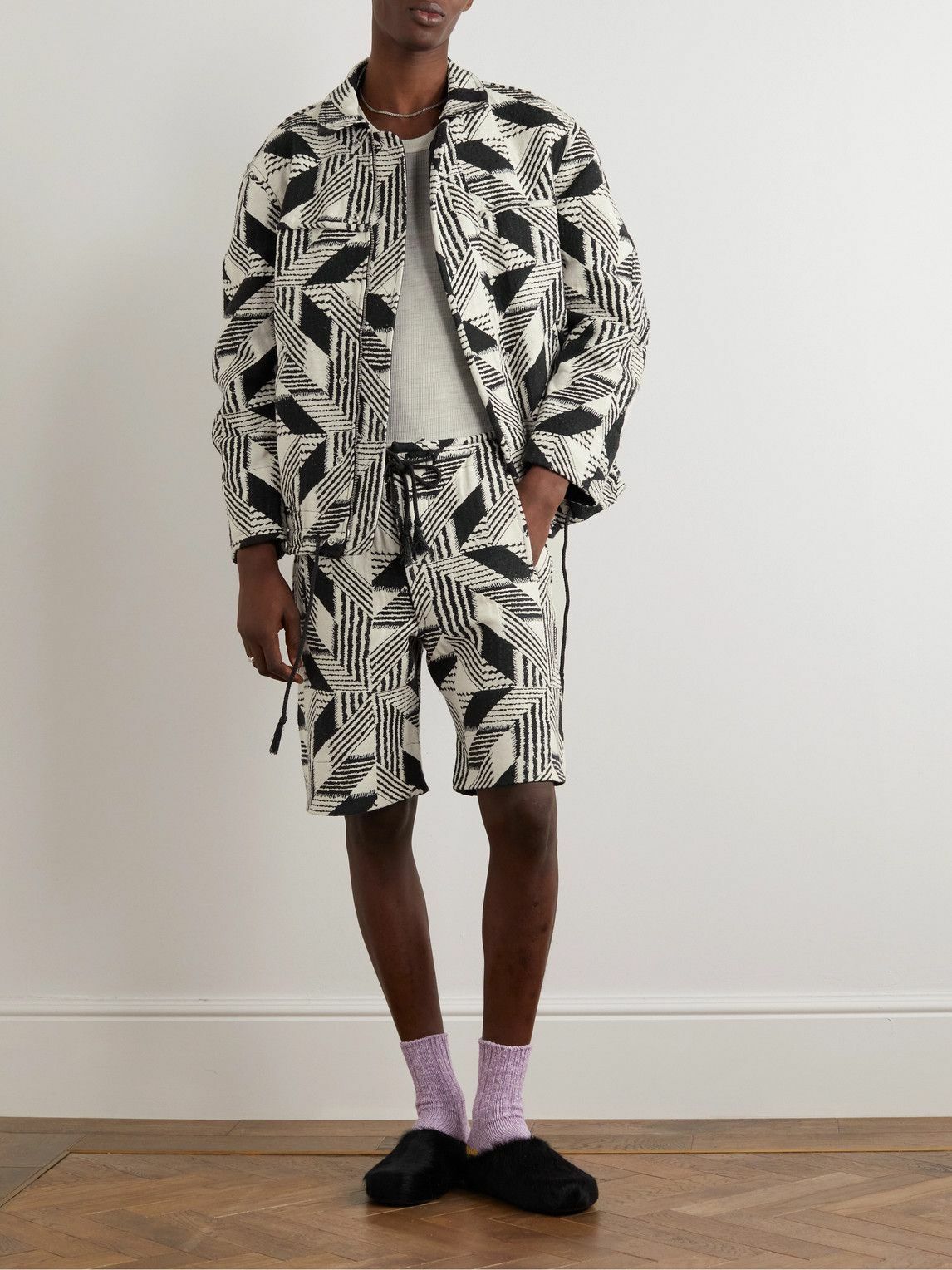 Isabel Marant - Felian Straight-Leg Cotton-Jacquard Drawstring Shorts ...