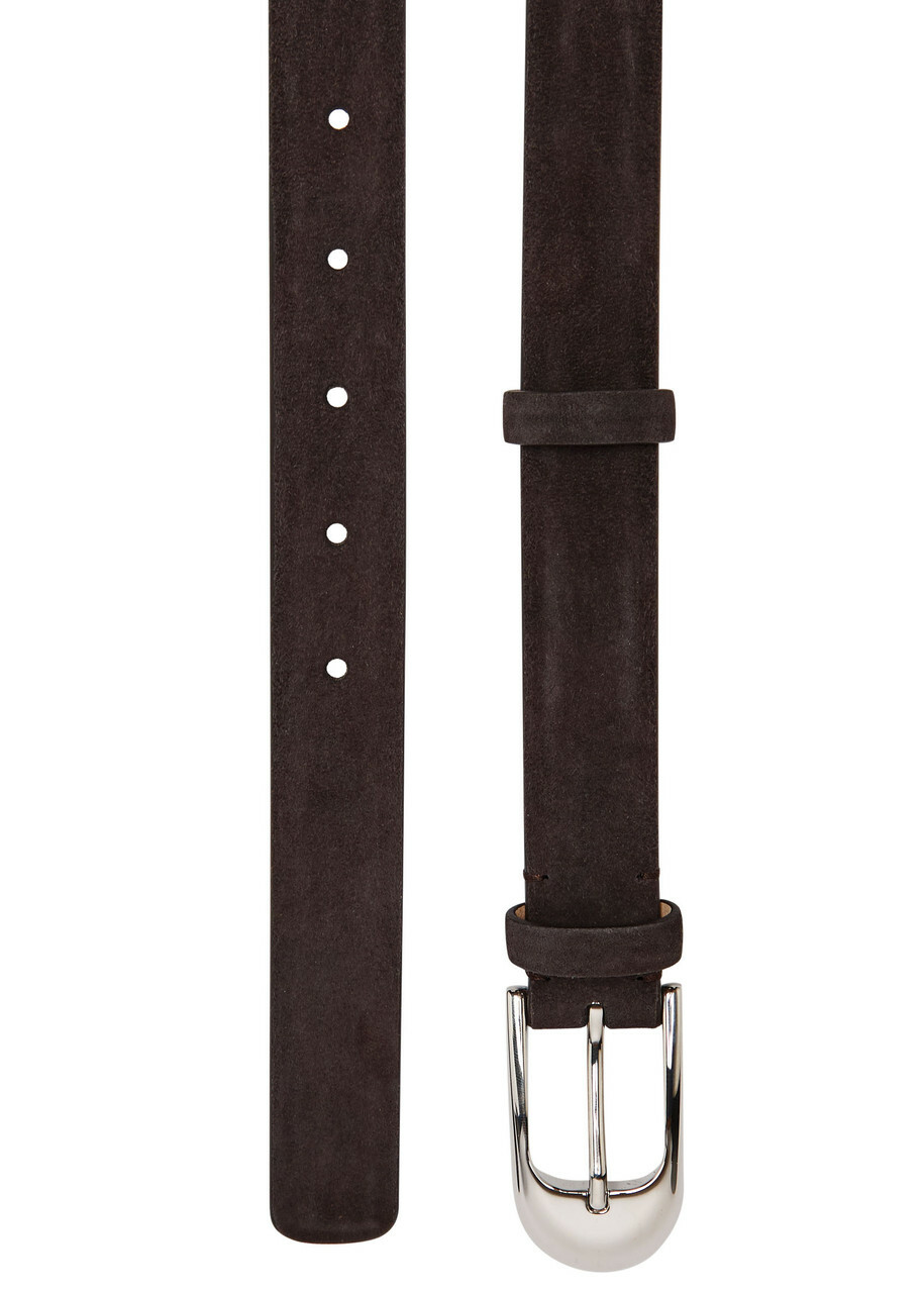 Khaite Dome Suede Belt Dark Brown Khaite