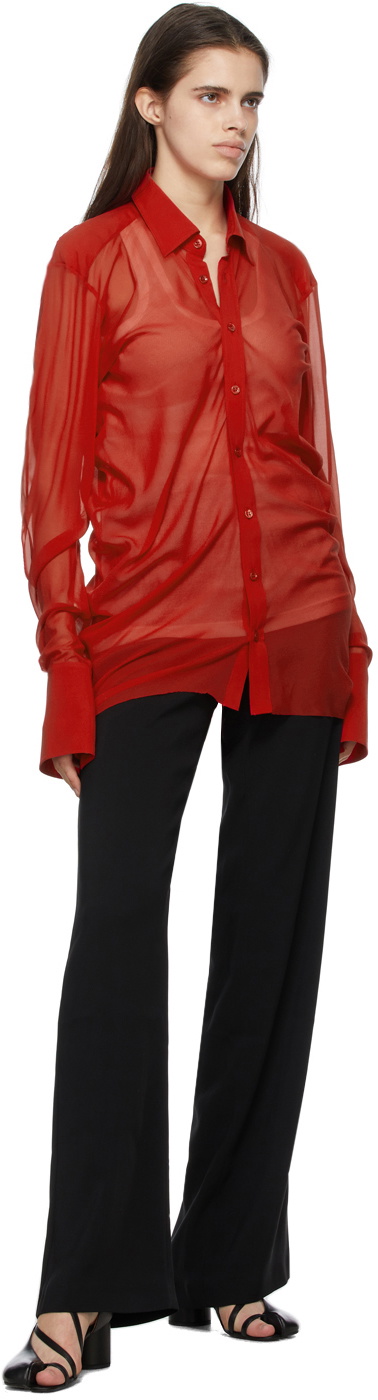 Maison Margiela Red Draped Mousseline Shirt Maison Margiela