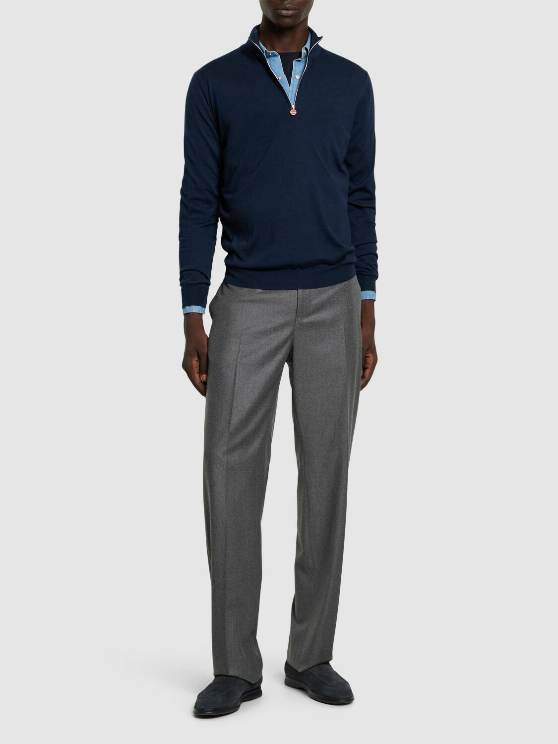 KITON Cashmere Bend Half Zip Knitwear Kiton