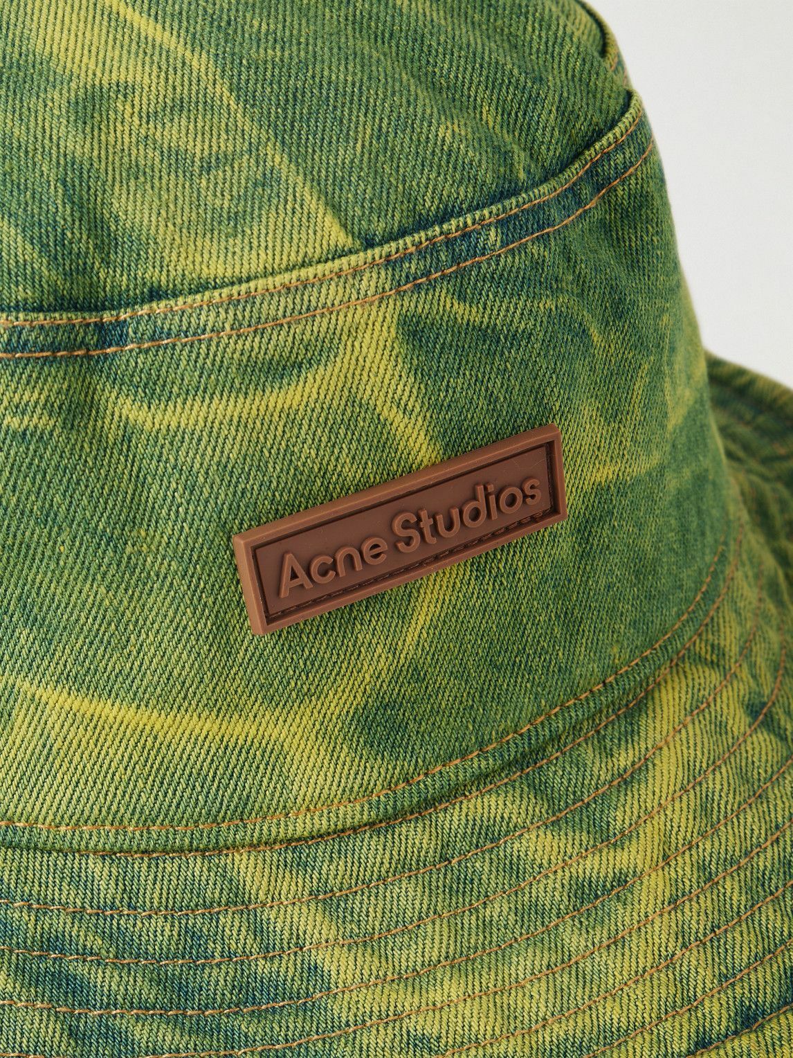 Acne Studios - Logo-Appliquéd Bleached Denim Bucket Hat - Green Acne ...