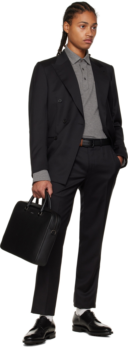 ZEGNA Black Edgy Business Briefcase Zegna