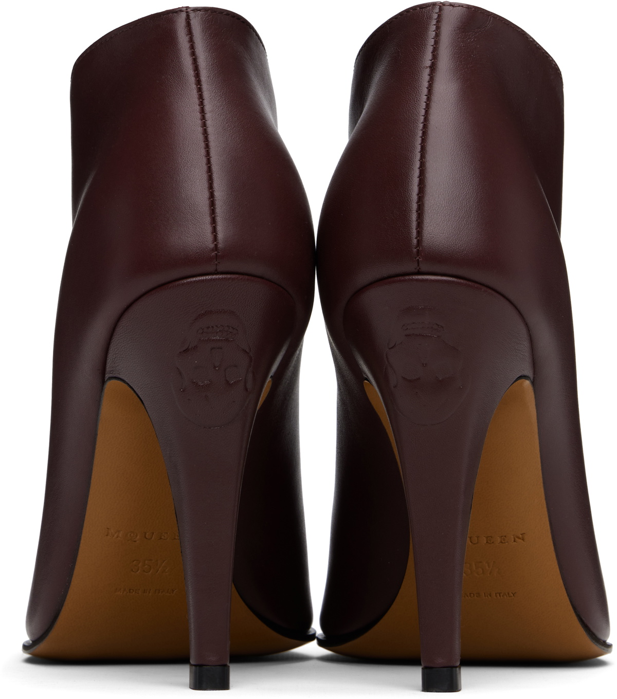McQueen Burgundy Birdee Slashed Pump Boots Alexander McQueen