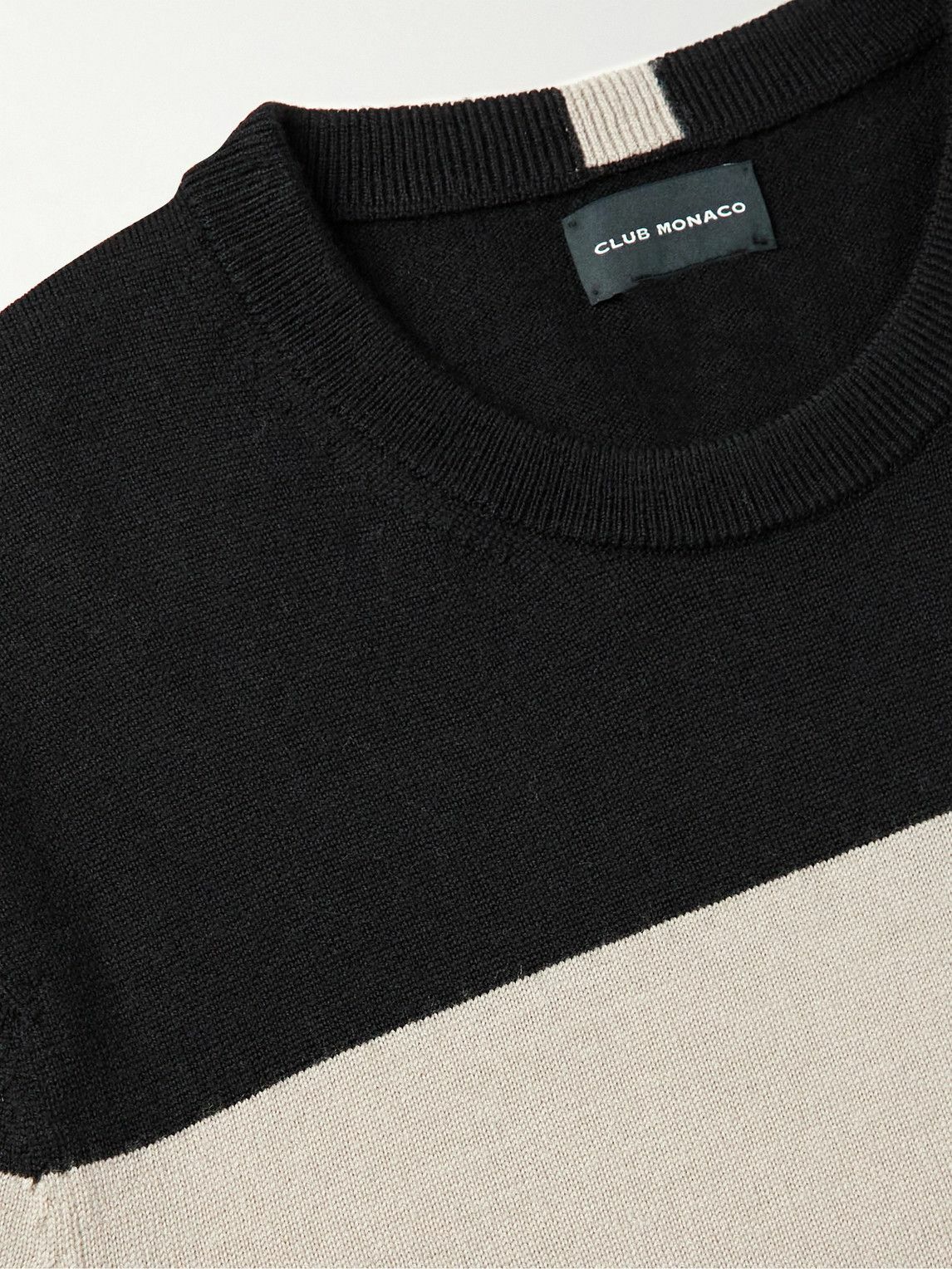 Club Monaco - Slim-Fit Striped Wool Sweater - Black Club Monaco
