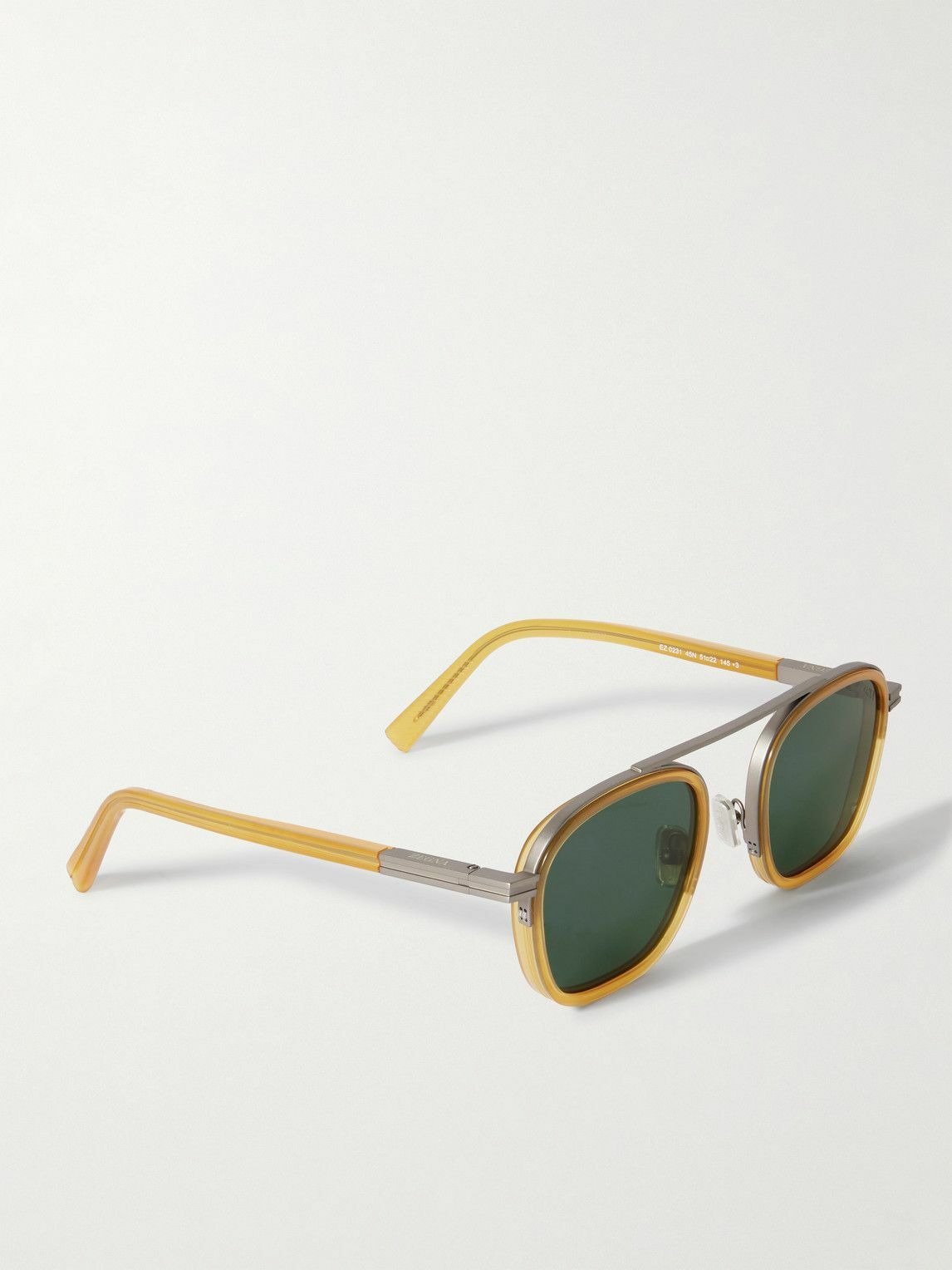 Zegna - Aviator-Style Silver-Tone and Acetate Sunglasses Zegna