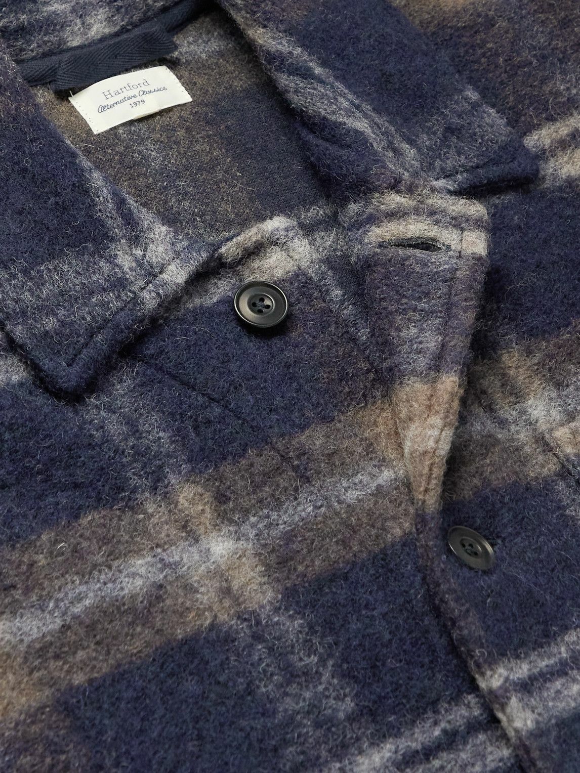 Hartford - Checked Wool-Blend Overshirt - Blue Hartford