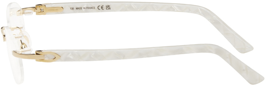 Cartier Gold & Off-White Oval Glasses Cartier