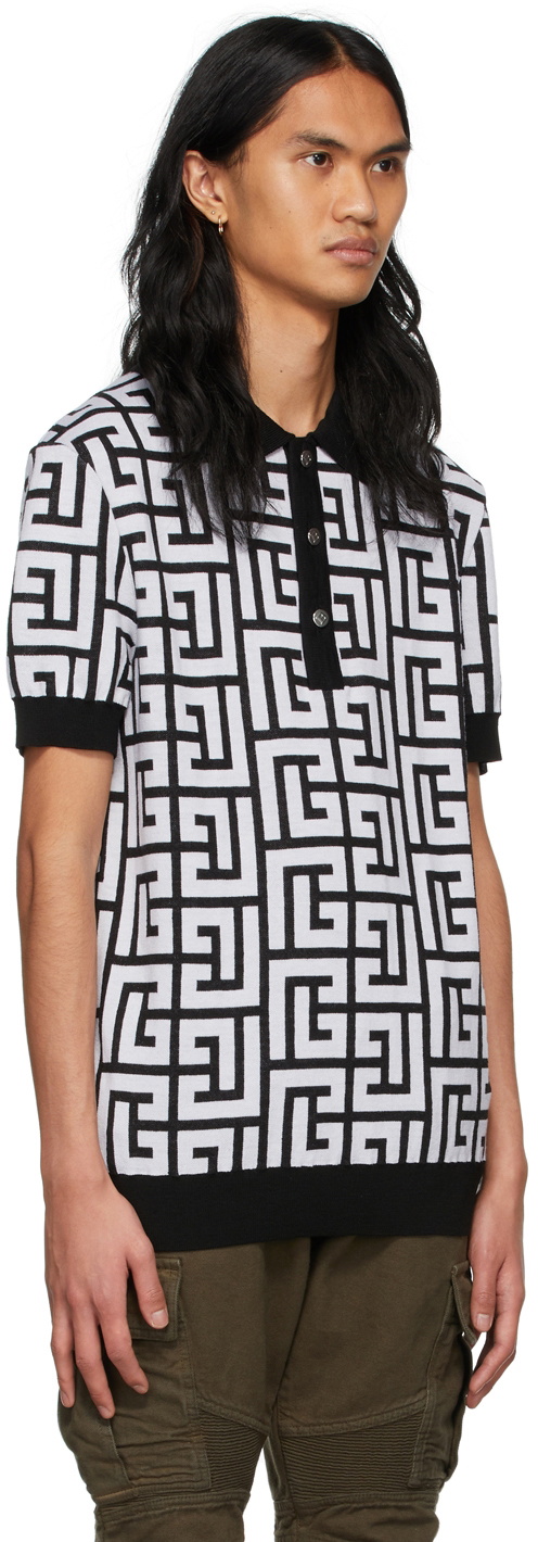 Balmain Black & White Wool Polo Balmain