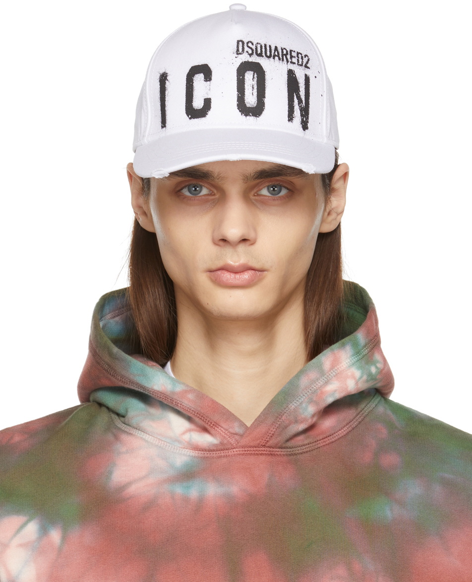 Dsquared2 White & Black Spray Logo Cap Dsquared2