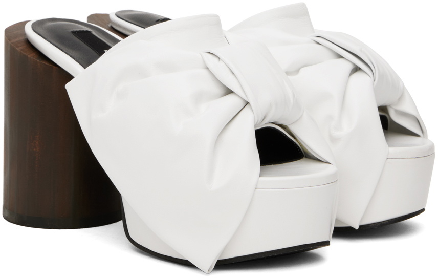 Pushbutton White Ribbon Platform Heels Pushbutton