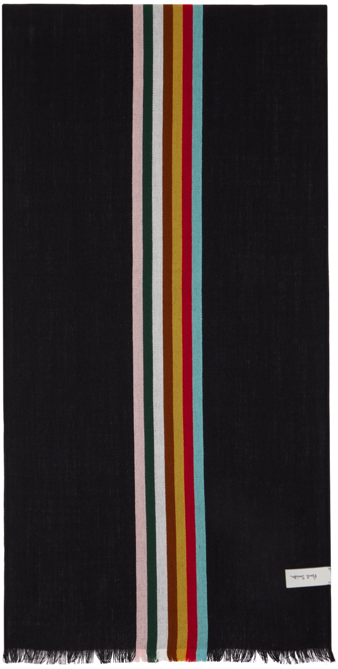 Paul Smith Black Central Multi Stripe Scarf Paul Smith