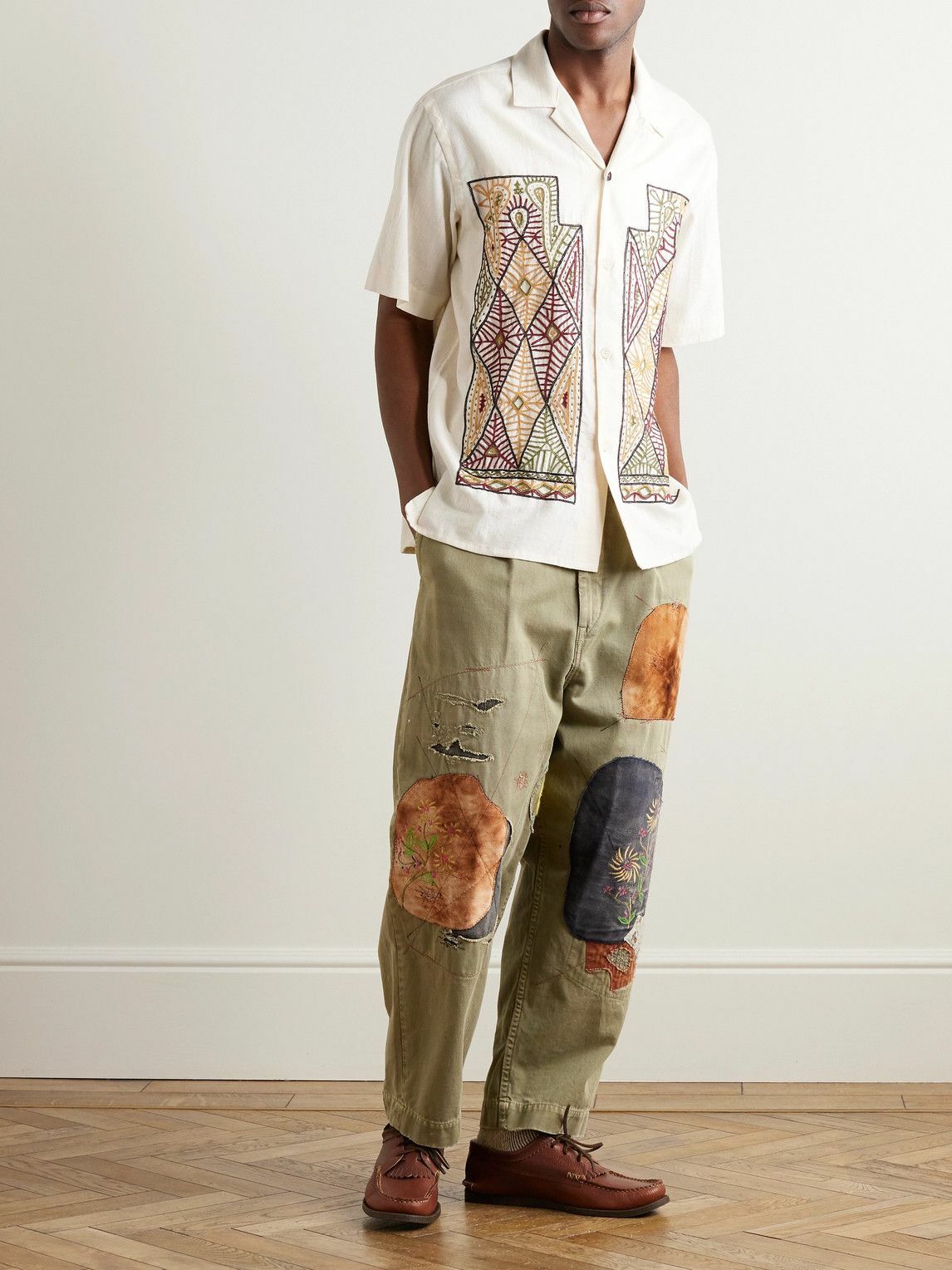 Kardo - Craft Ayo Convertible-Collar Embroidered Cotton Shirt - White Kardo