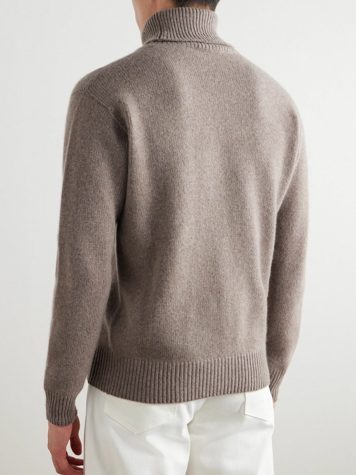 Valstar - Logo-Embroidered Cashmere Rollneck Sweater - Neutrals Valstarino