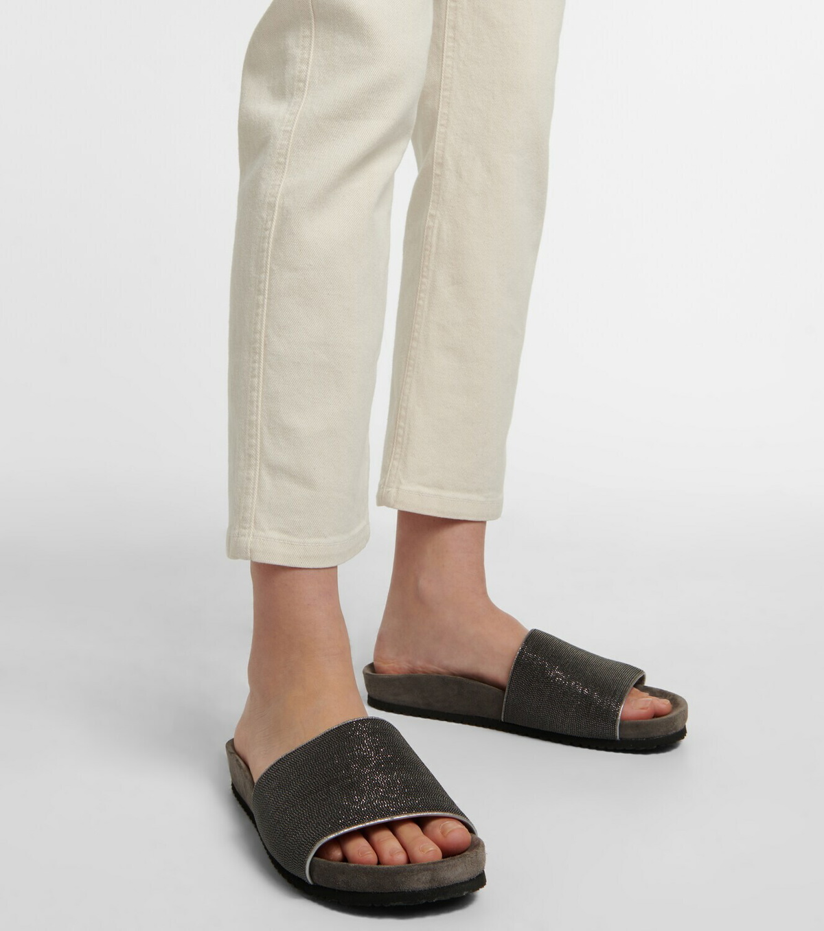 Brunello Cucinelli - Embellished slides Brunello Cucinelli