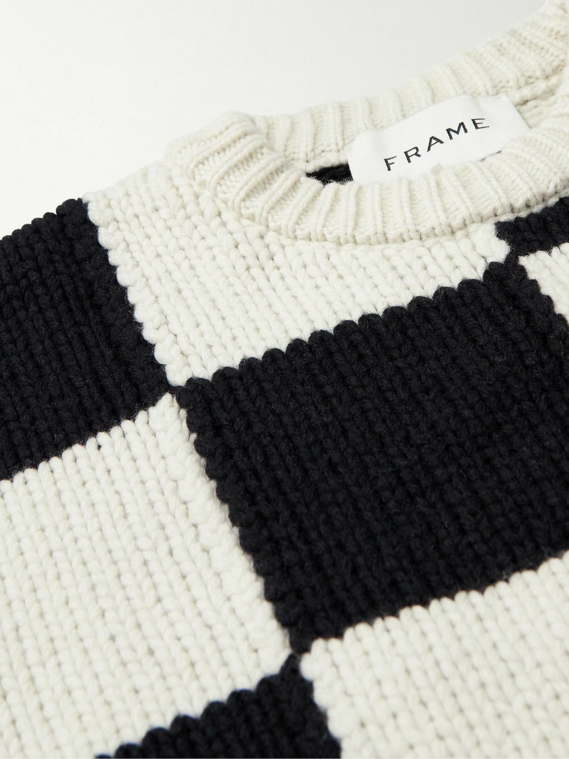 FRAME - Checked Merino Wool Sweater - Black Frame Denim