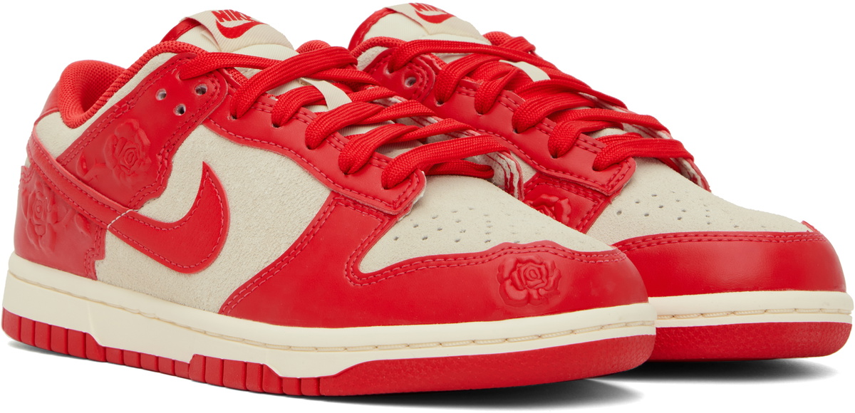 Nike Red & Off-White Dunk Low Sneakers Nike