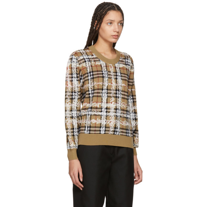 Burberry Beige Wool Check Sweater Burberry
