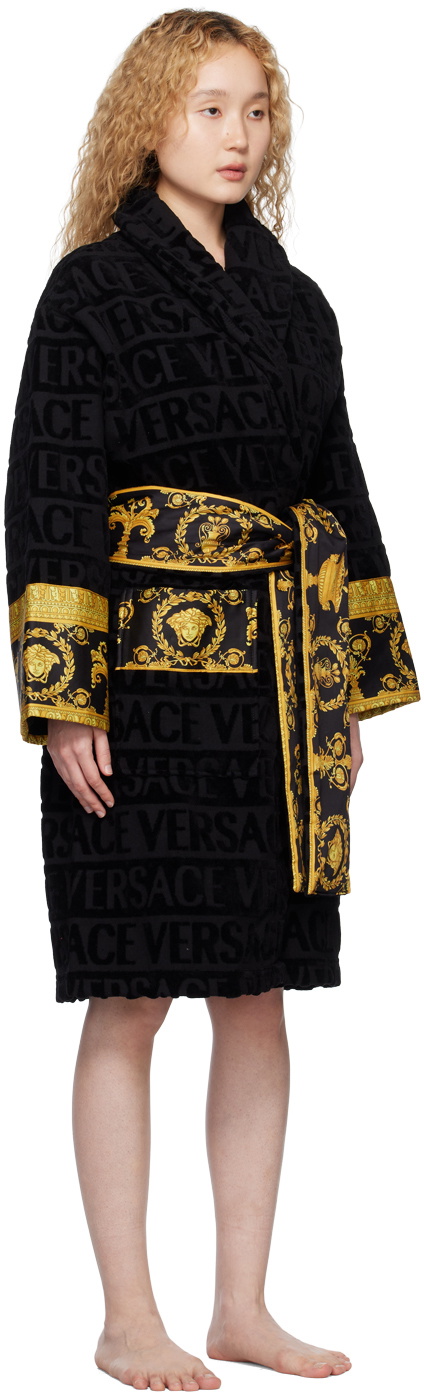 Versace Underwear Black 'I Heart Baroque' Robe Versace Underwear