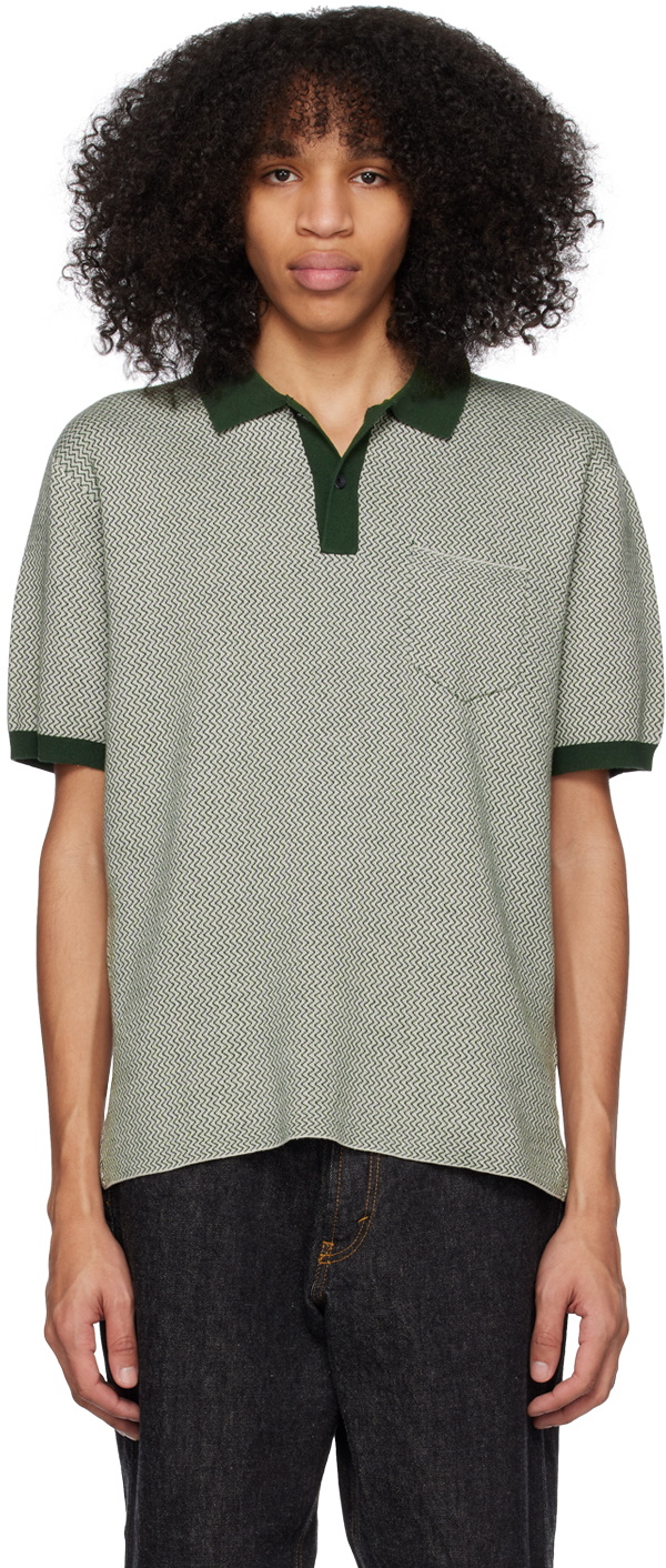 BEAMS PLUS Green Jacquard Polo Beams Plus