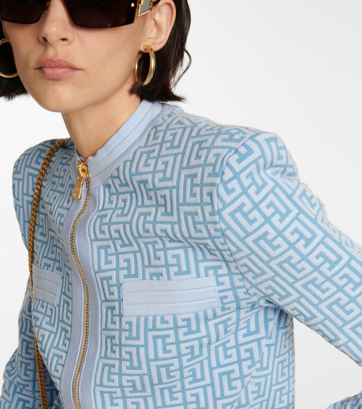 Balmain - Monogram jacquard zip cardigan Balmain