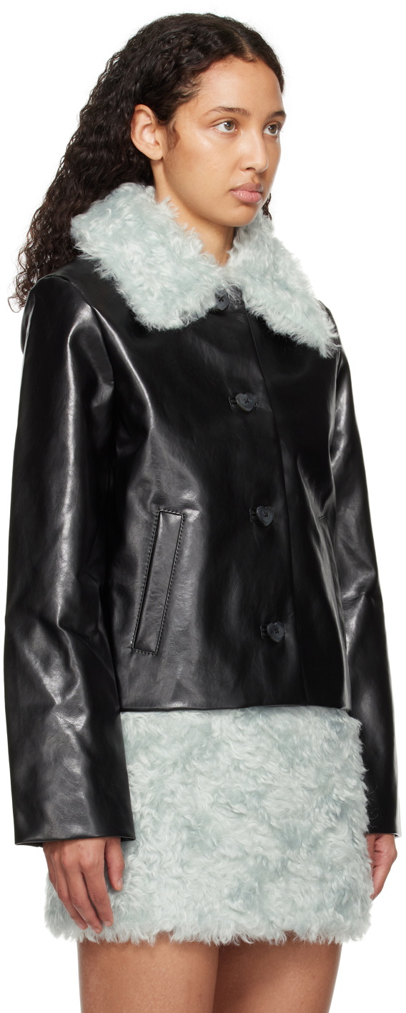 Sandy Liang Black Maru Faux-Leather Jacket Sandy Liang