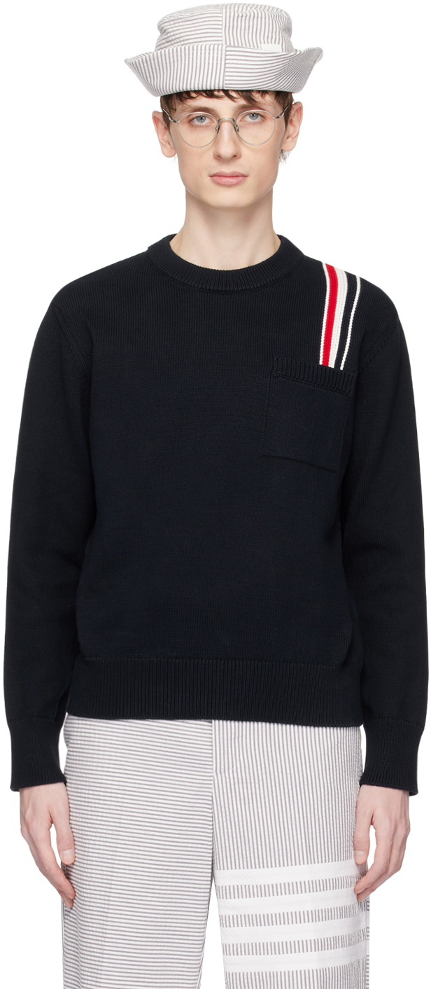 Thom Browne Navy RWB Stripe Sweater Thom Browne