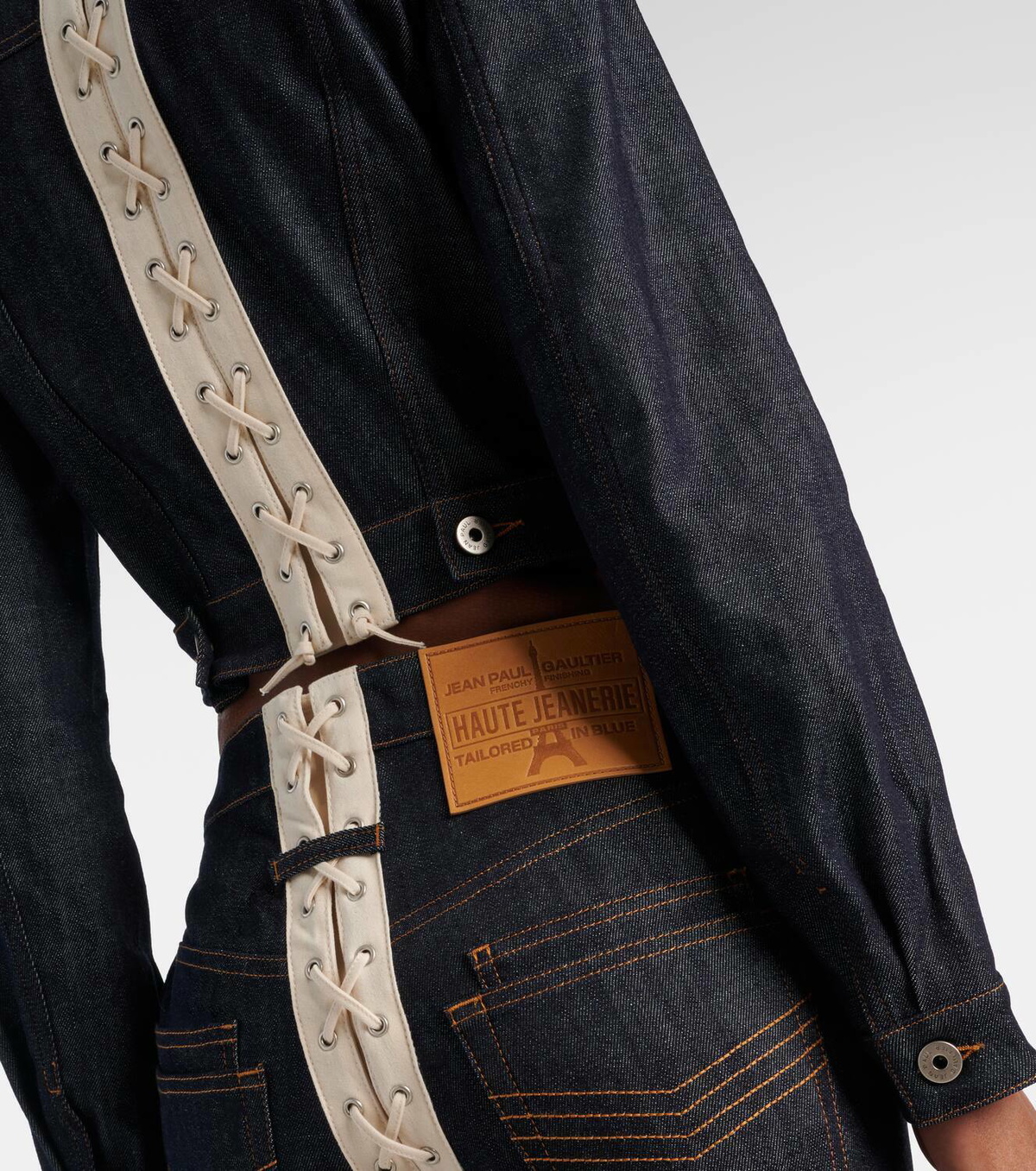 Jean Paul Gaultier Lace-up cropped denim jacket Jean Paul Gaultier