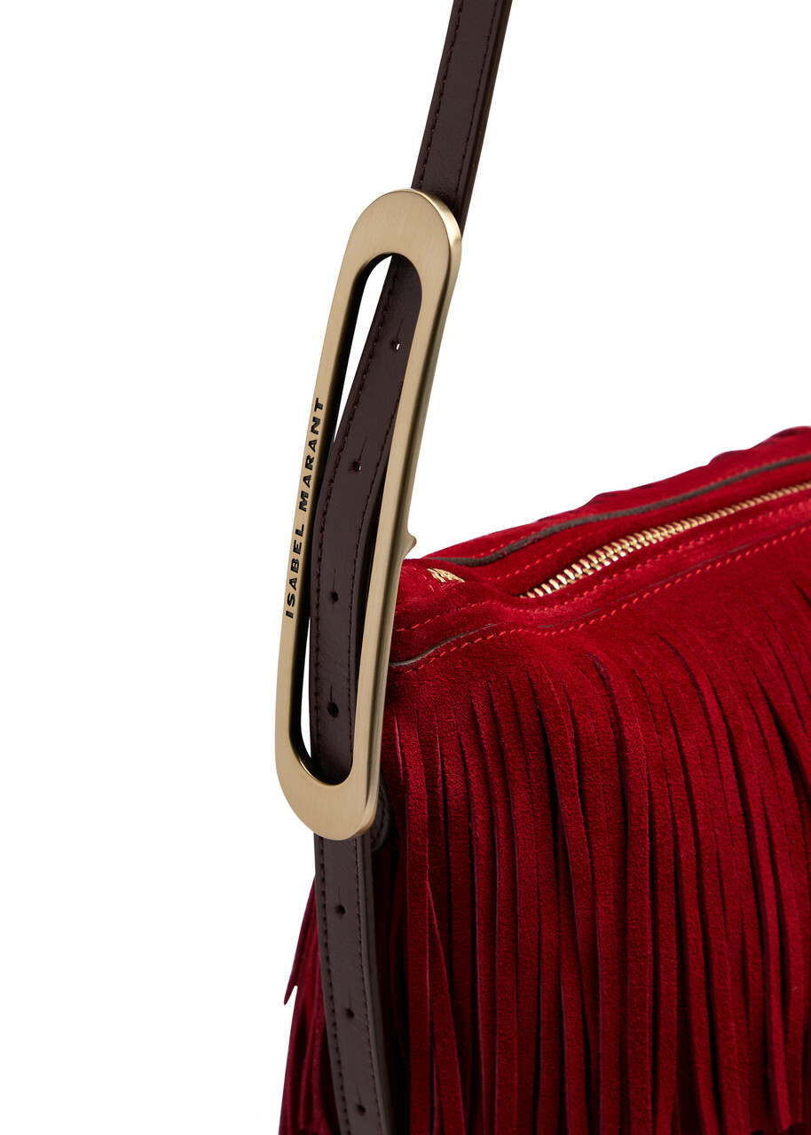 Isabel Marant Leyden Mini Fringed Suede Cross-body bag - Red - One Size ...