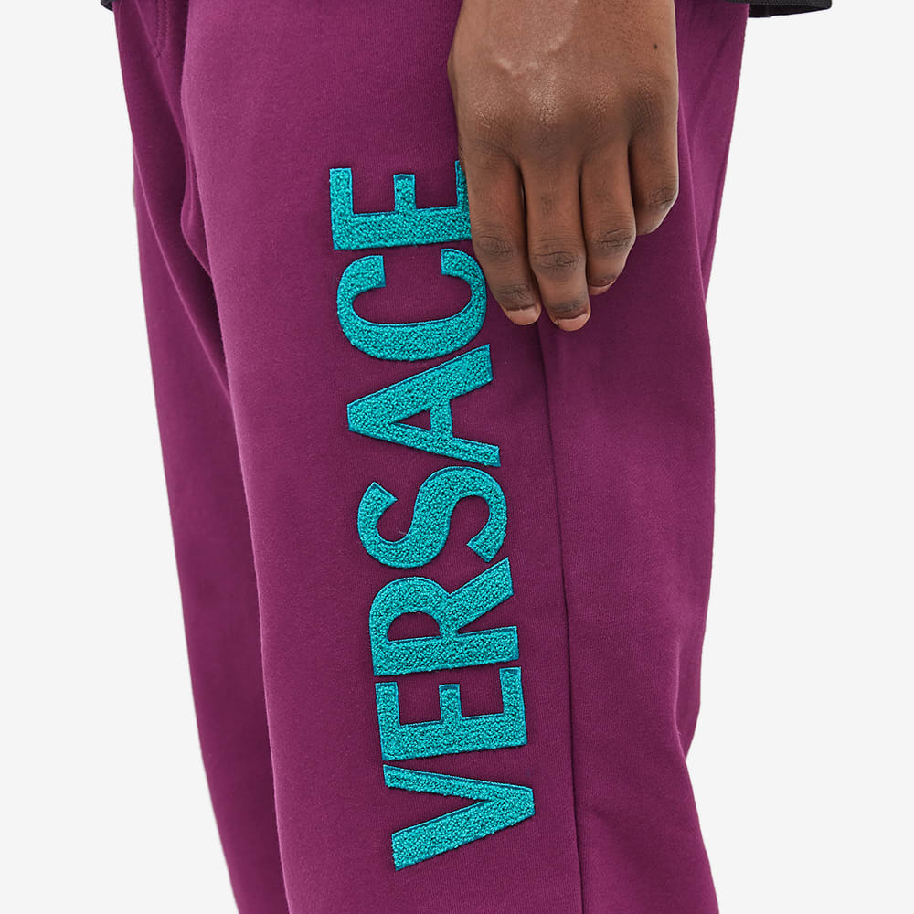 Versace Men's Logo Applique Sweat Pant in Plum Versace