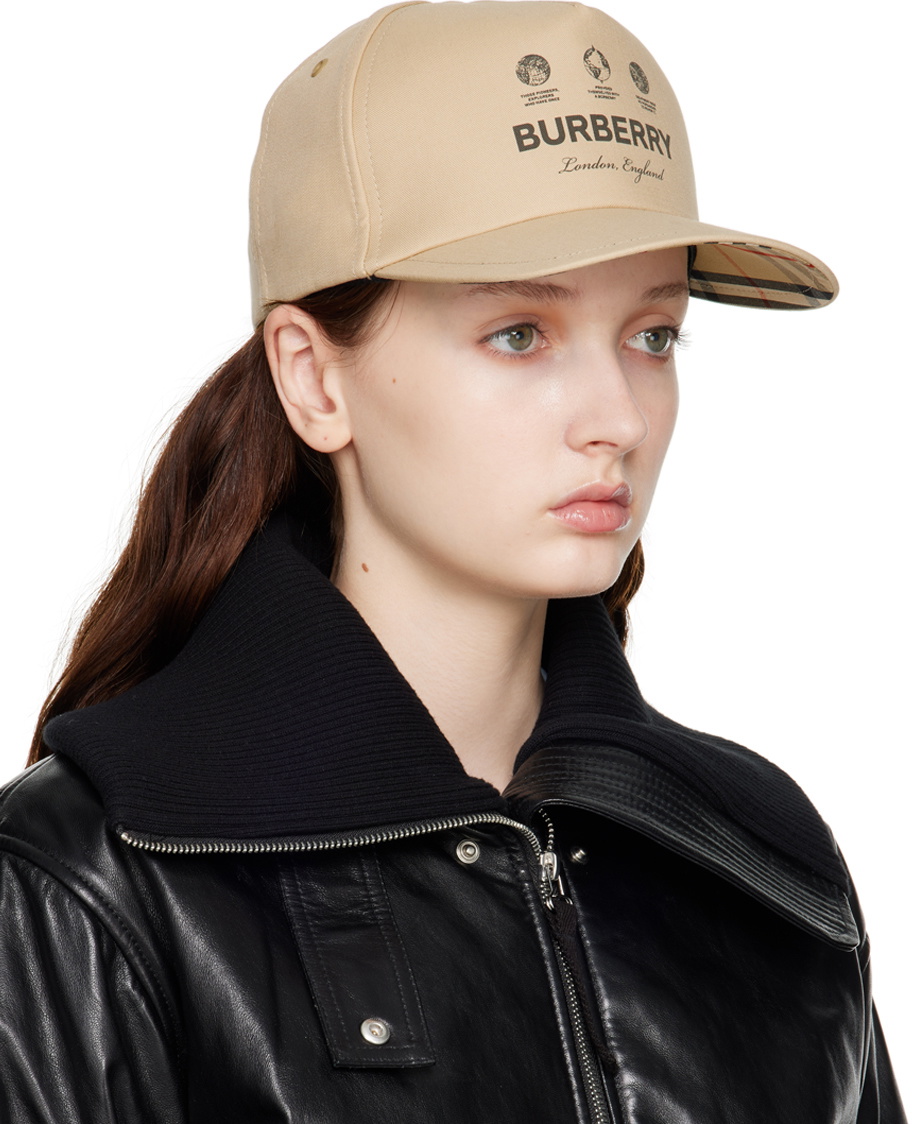 Burberry Beige Printed Cap Burberry
