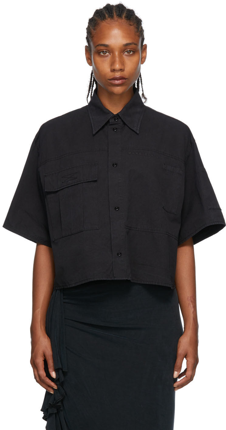 MM6 Maison Margiela Black Cropped Shirt MM6 Maison Margiela