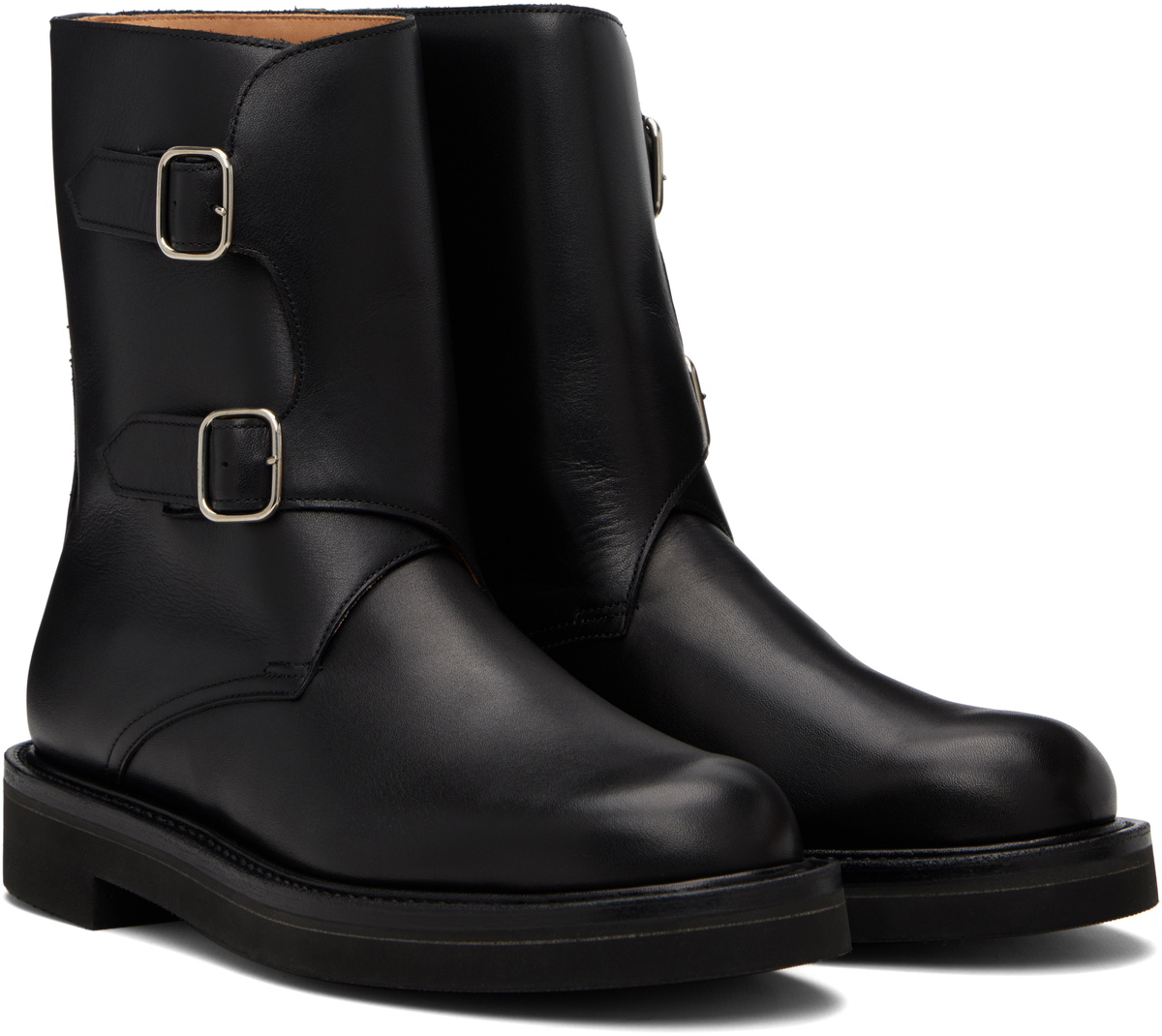 AURALEE Black Leather Work Boots Auralee