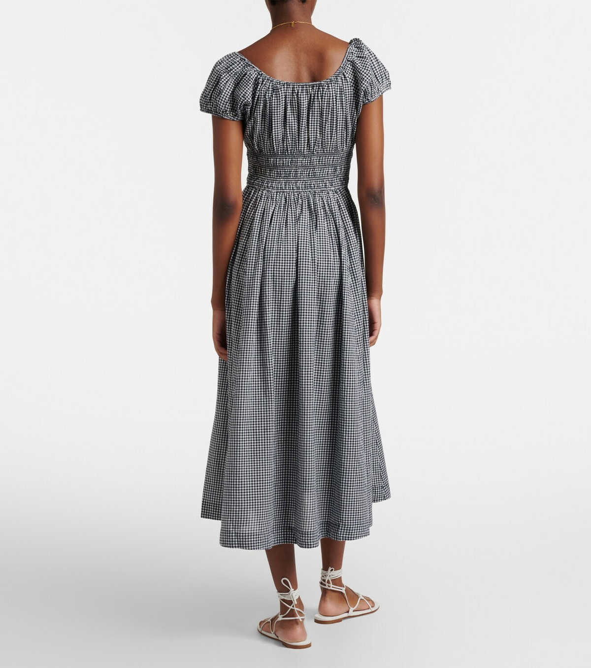 Dôen Quinley gathered gingham cotton midi dress DÔEN