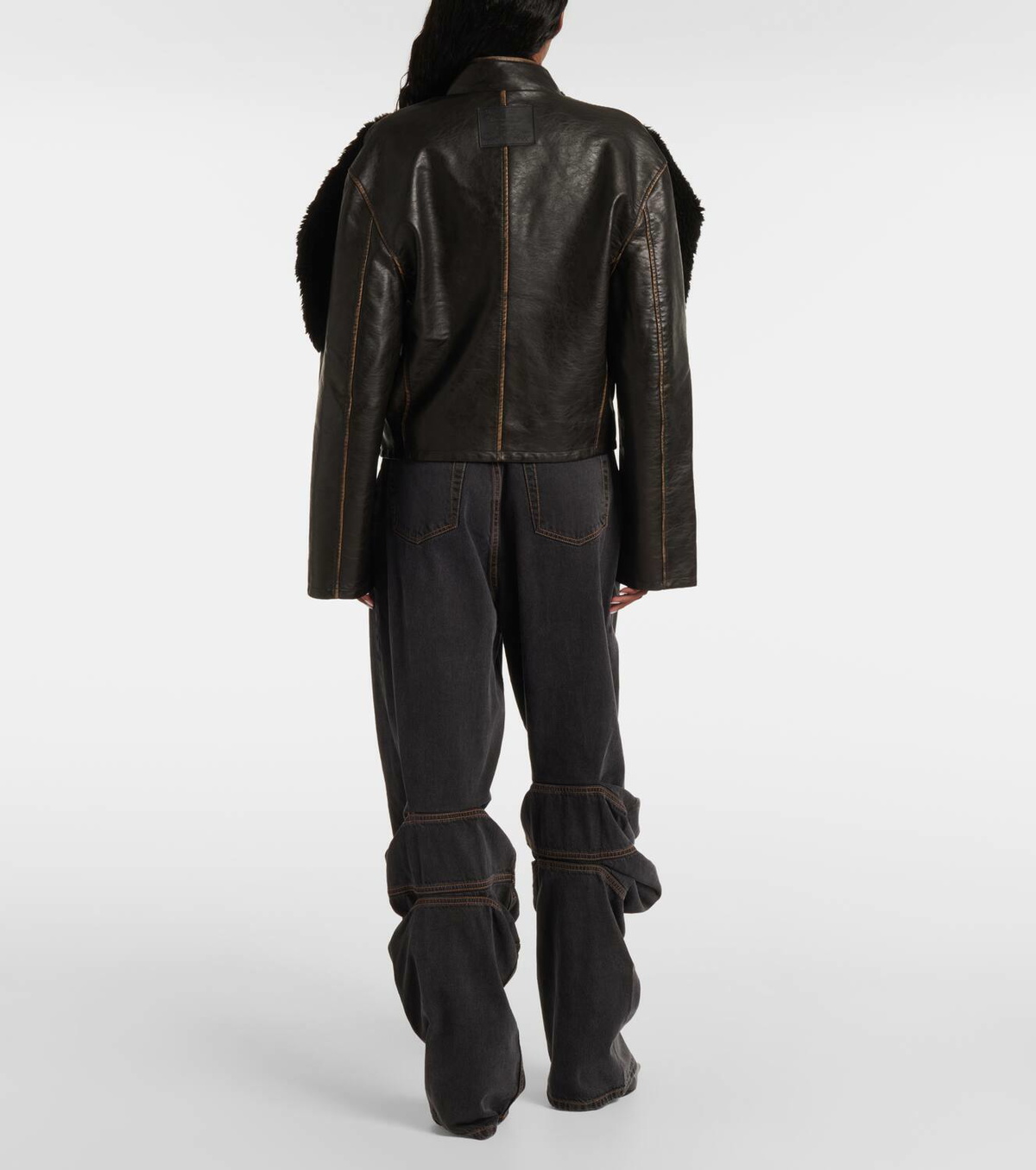 Y/Project Paneled cropped faux leather jacket Y/Project