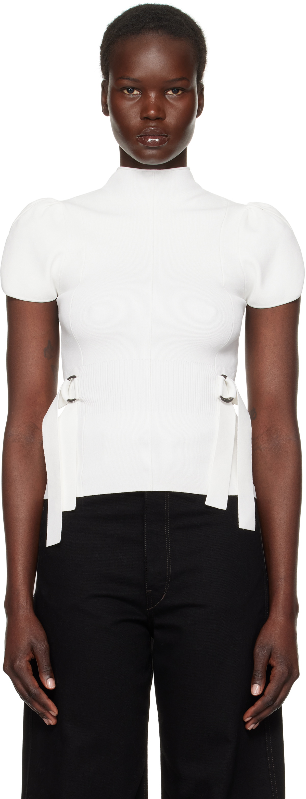 3.1 Phillip Lim Off-White Compact Rib Tulip Top 3.1 Phillip Lim