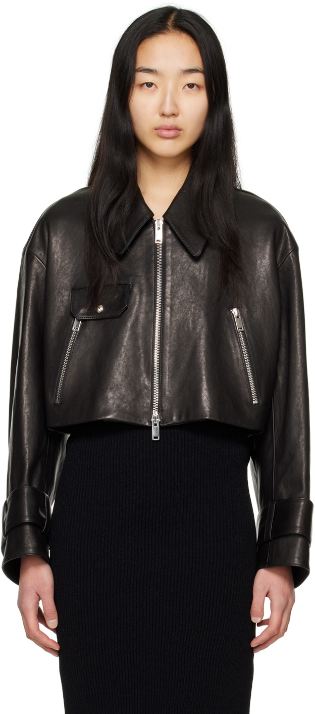 KHAITE Black 'The Flinn' Leather Jacket Khaite