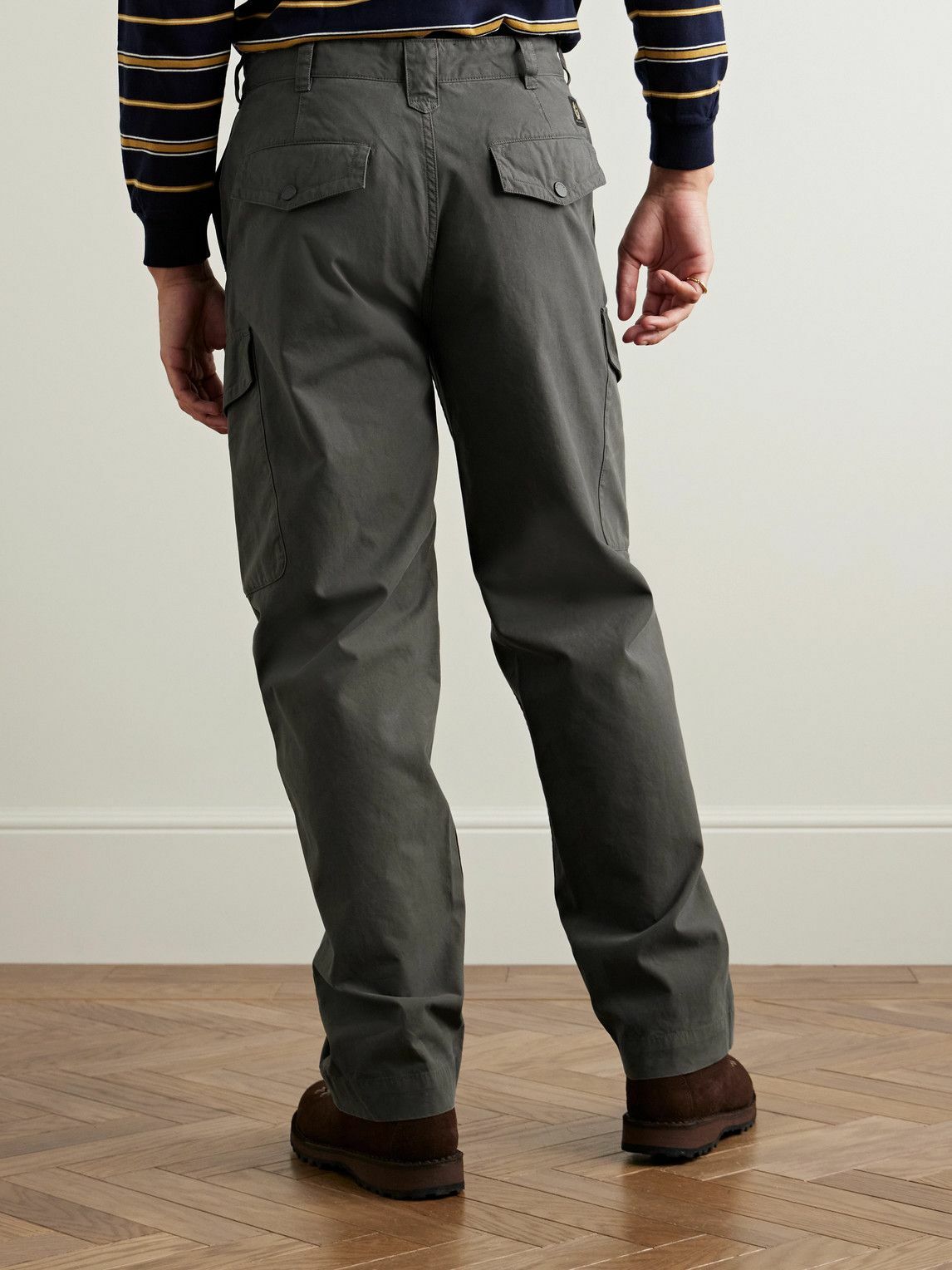 Belstaff - Dispatch Straight-Leg Garment-Dyed Cotton Cargo Trousers ...