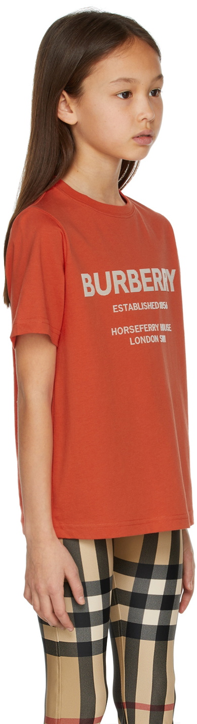 Burberry Kids Orange Horseferry T-Shirt Burberry