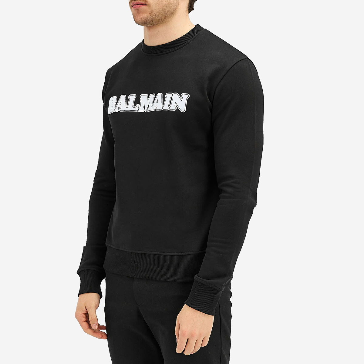 Balmain Men's Retro Logo Crew Sweat in Black/White Balmain