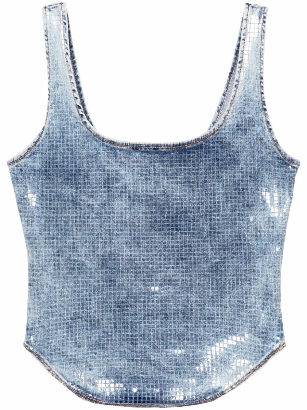 Diesel Blue Sequin Denim Tank Top Diesel