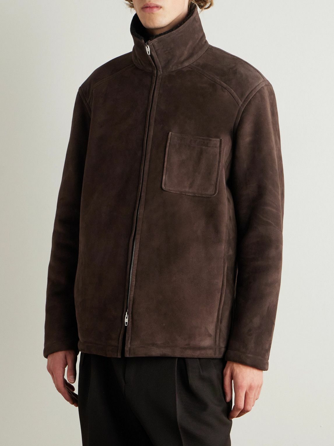 UMIT BENAN - Bruno Shearling-Lined Suede Jacket - Brown Umit Benan
