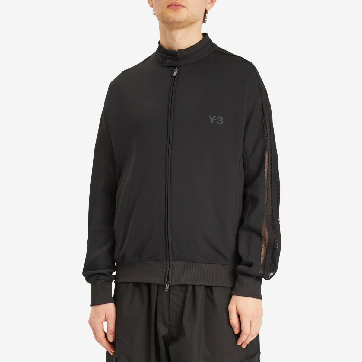 Y-3 Men's Mesh 3 Stripe Track Jacket in Black Y-3