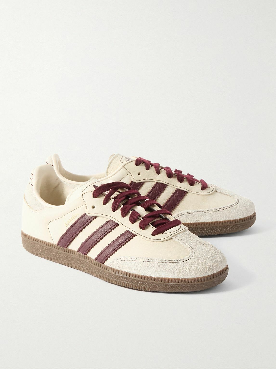 adidas Originals - Samba OG Suede-Trimmed Leather Sneakers - Neutrals ...