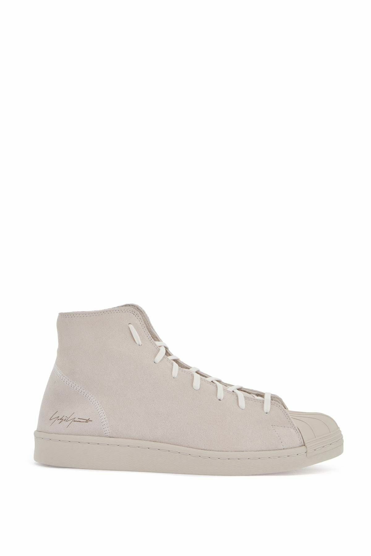 Y-3 high-top pro model sneakers in light gray suede with velcro closure ...