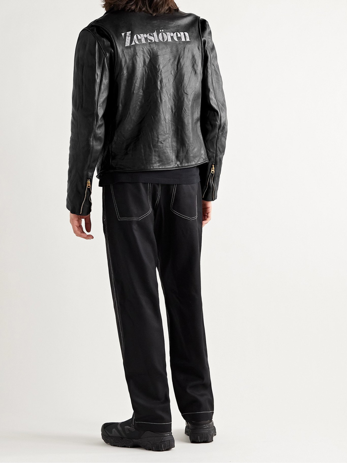 UNDERCOVER - Printed Creased-Leather Jacket - Black Undercover