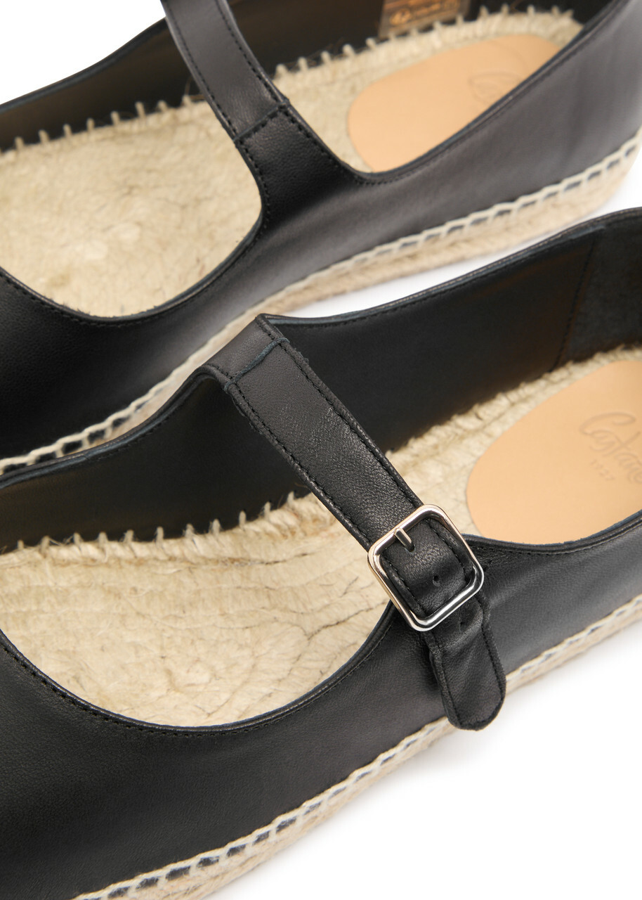Castañer Pepa Leather Espadrille Ballet Flats Black Castaner