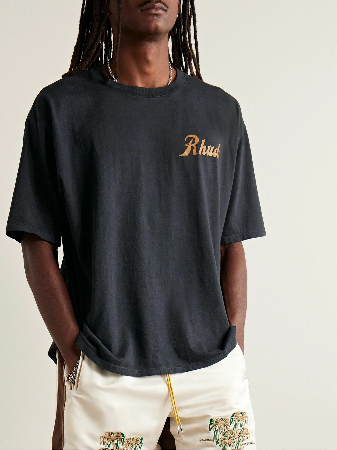 Rhude - Sales and Service Logo-Print Cotton-Jersey T-shirt - Black Rhude