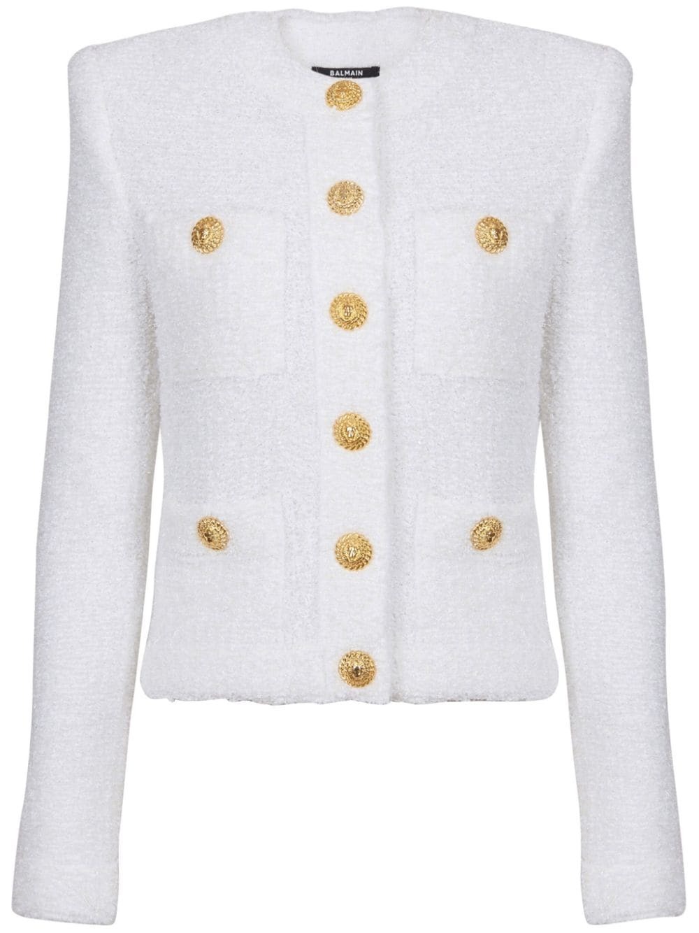 BALMAIN - Buttoned Tweed Short Jacket Balmain